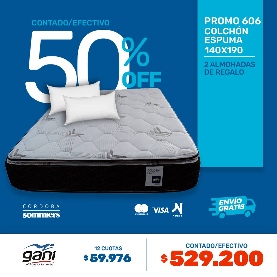 Promo 606 - Sommier Golden Flex Gani - 140x190x25 / 2 Plazas - Córdoba ...